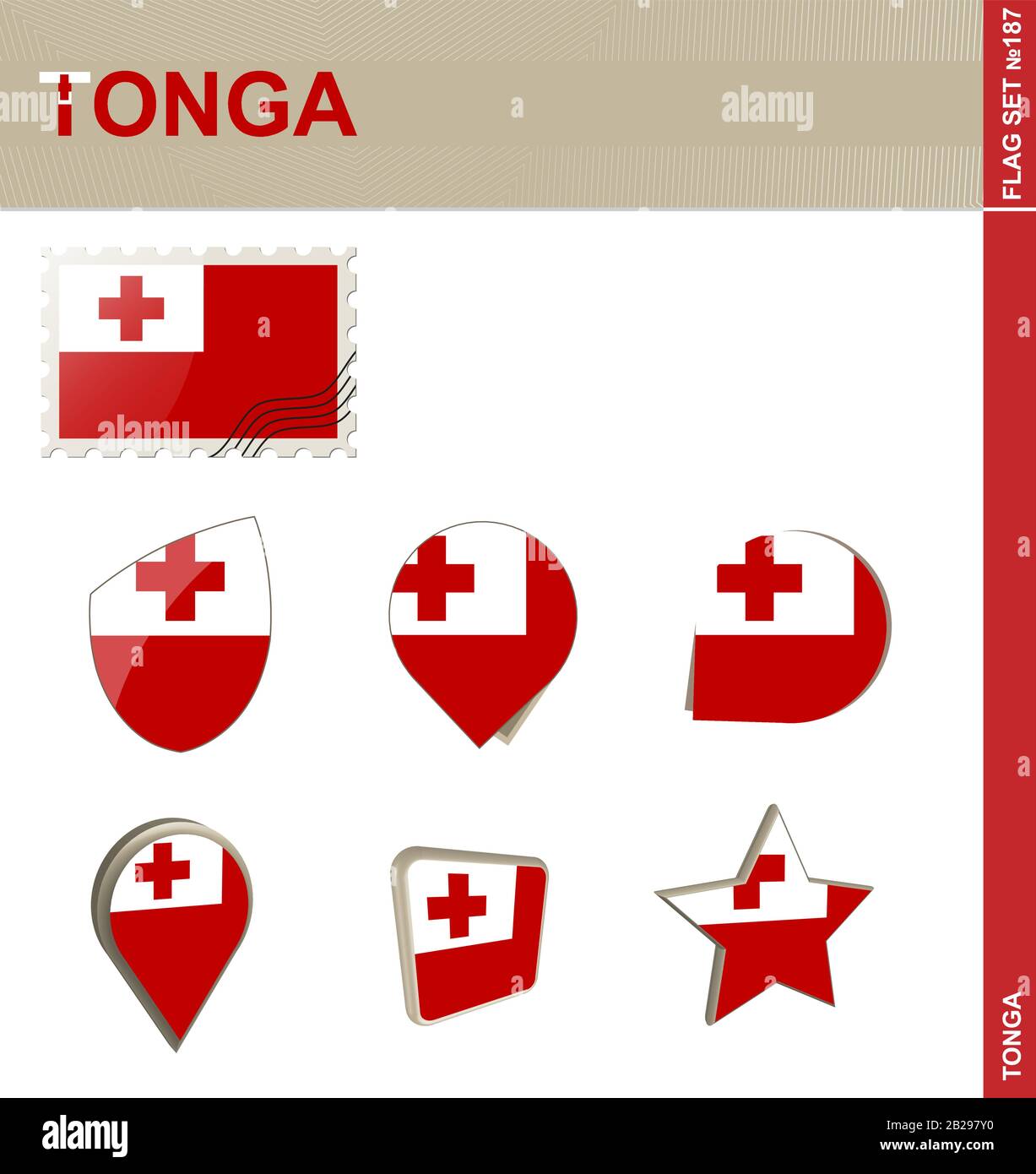 Tonga Flag Set, Flag Set #187. Vector Stock Vector Image & Art - Alamy