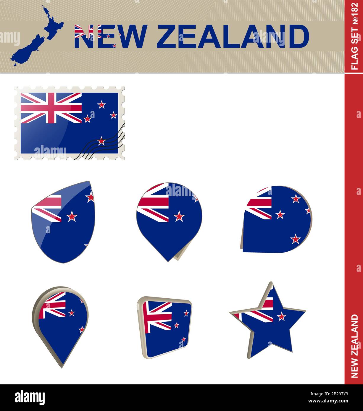 New Zealand Flag Set, Flag Set #182. Vector Stock Vector Image & Art ...