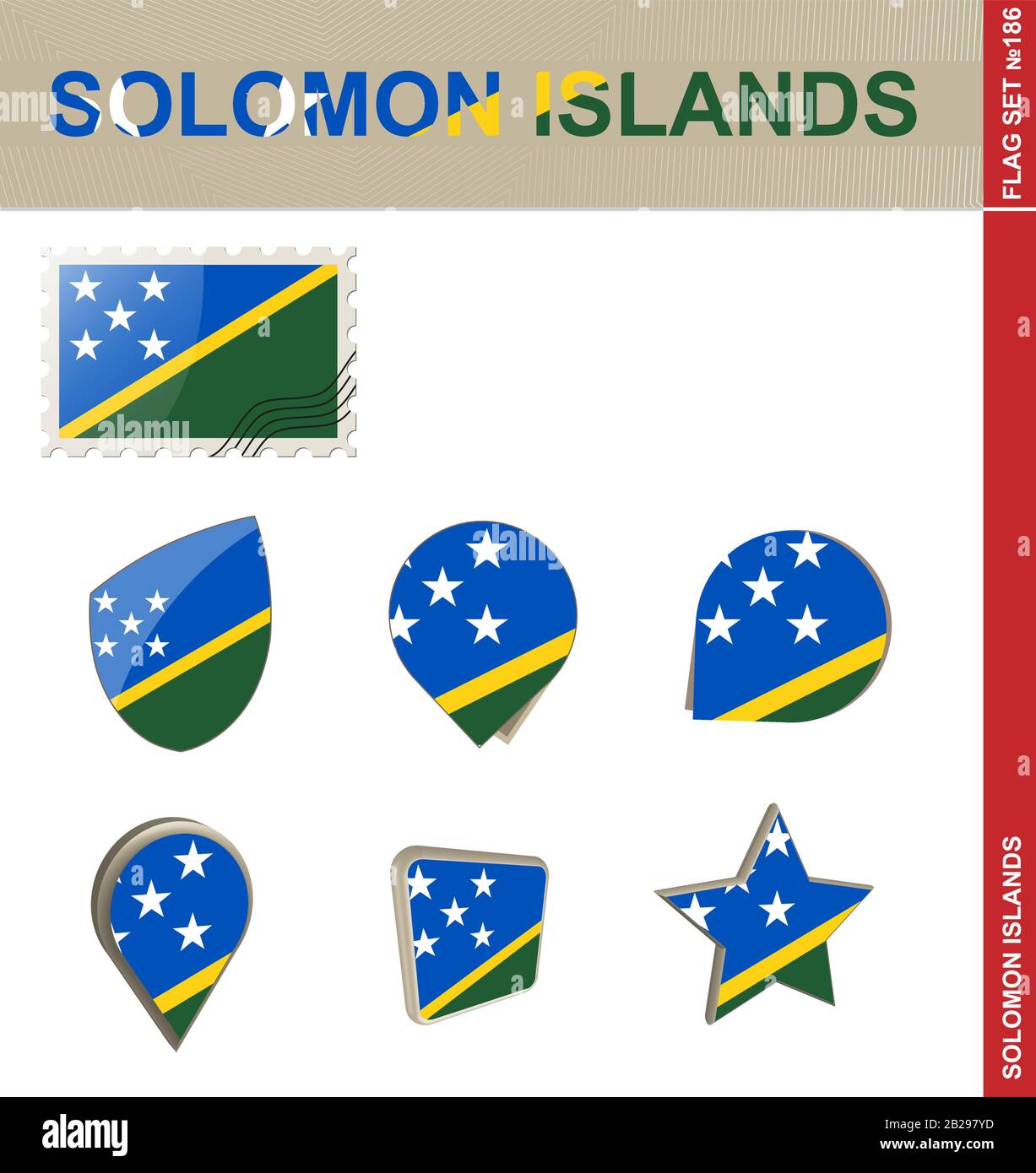 Solomon Islands Flag Set, Flag Set #186. Vector Stock Vector Image ...