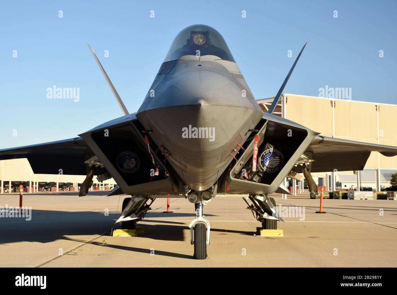 An Air Force F-22 Raptor fighter jet on a runway at Davis-Monthan Air ...