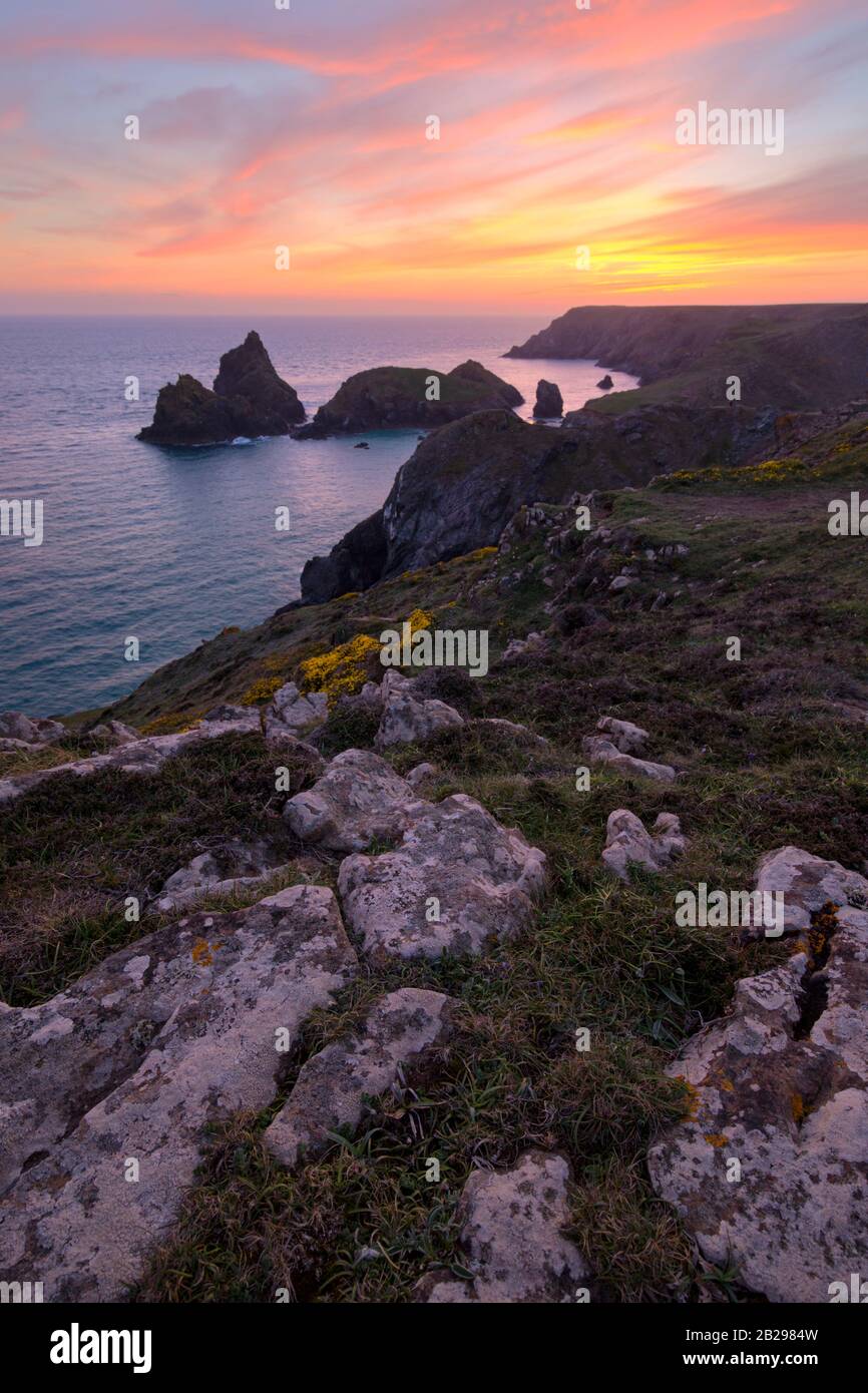 Kynance Cove Sunset Stock Photo - Alamy