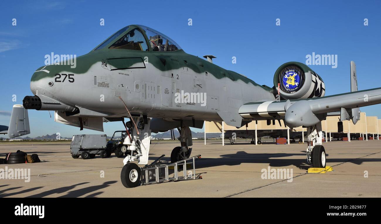 An Air Force A-10 Warthog/Thunderbolt II attack jet on the runway at ...