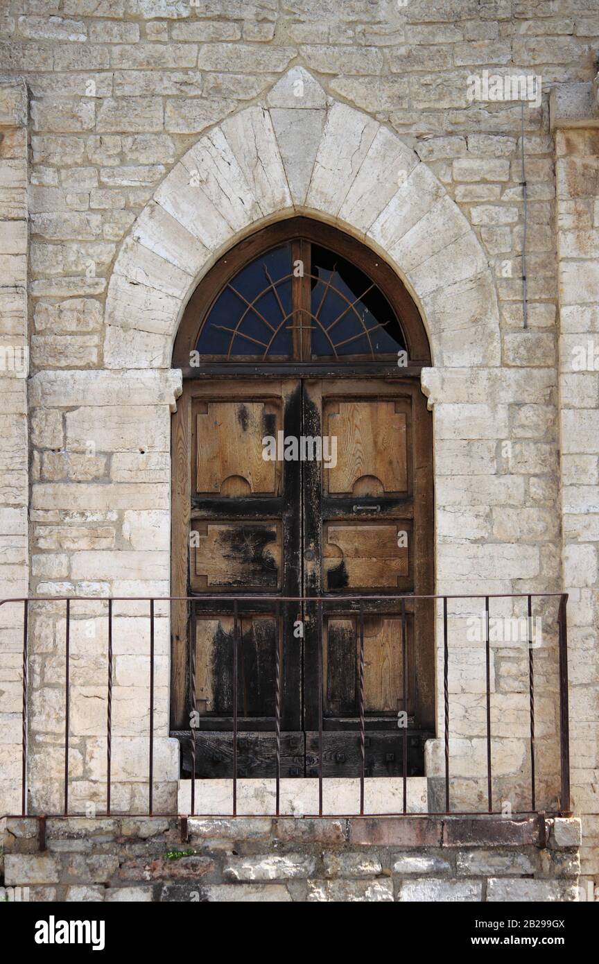 Typical medieval window with balustrade in Umbria, Italy Stock Photo ...