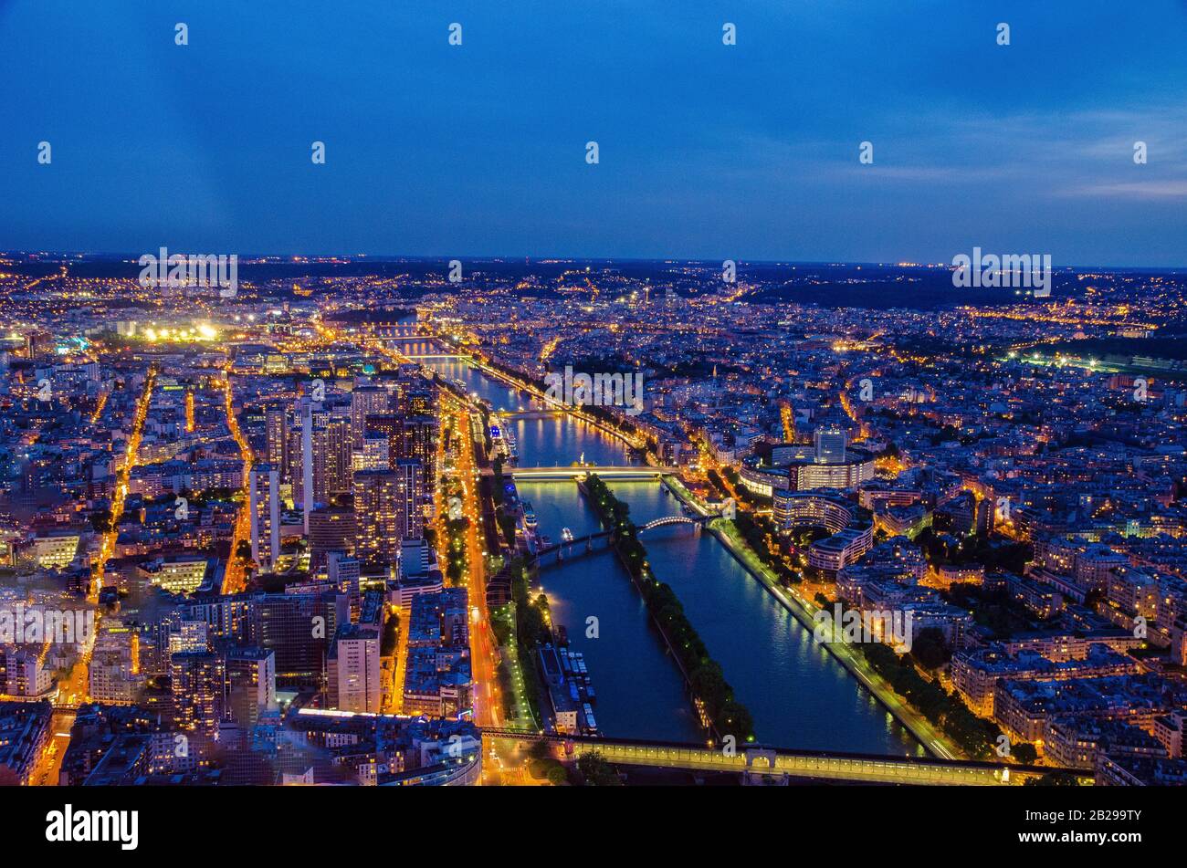 Beautiful night view from the top of Eiffel Tower in Paris France Stock ...