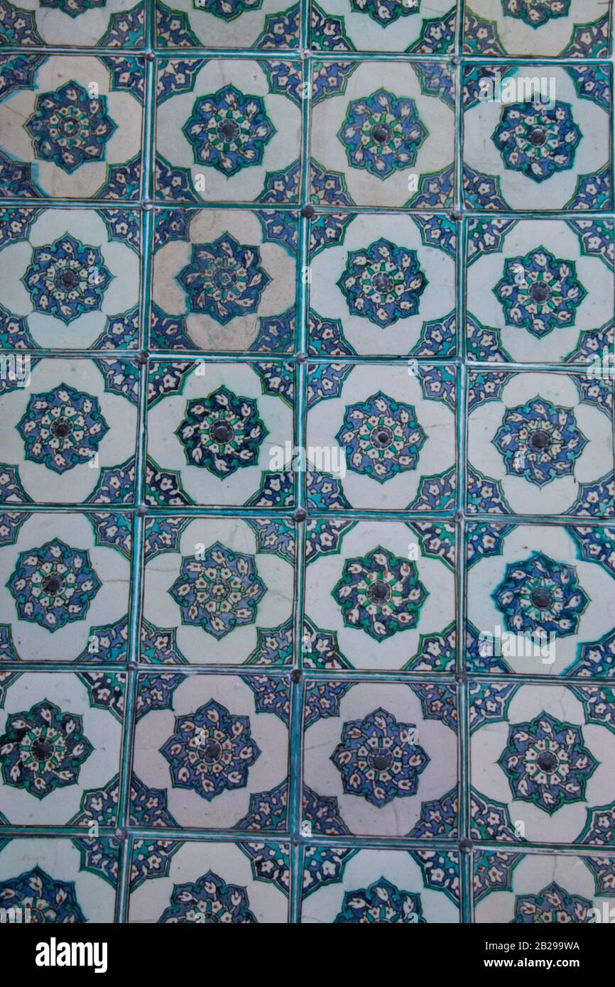 Ottoman ancient Handmade Turkish Tiles with floral patterns Stock Photo ...