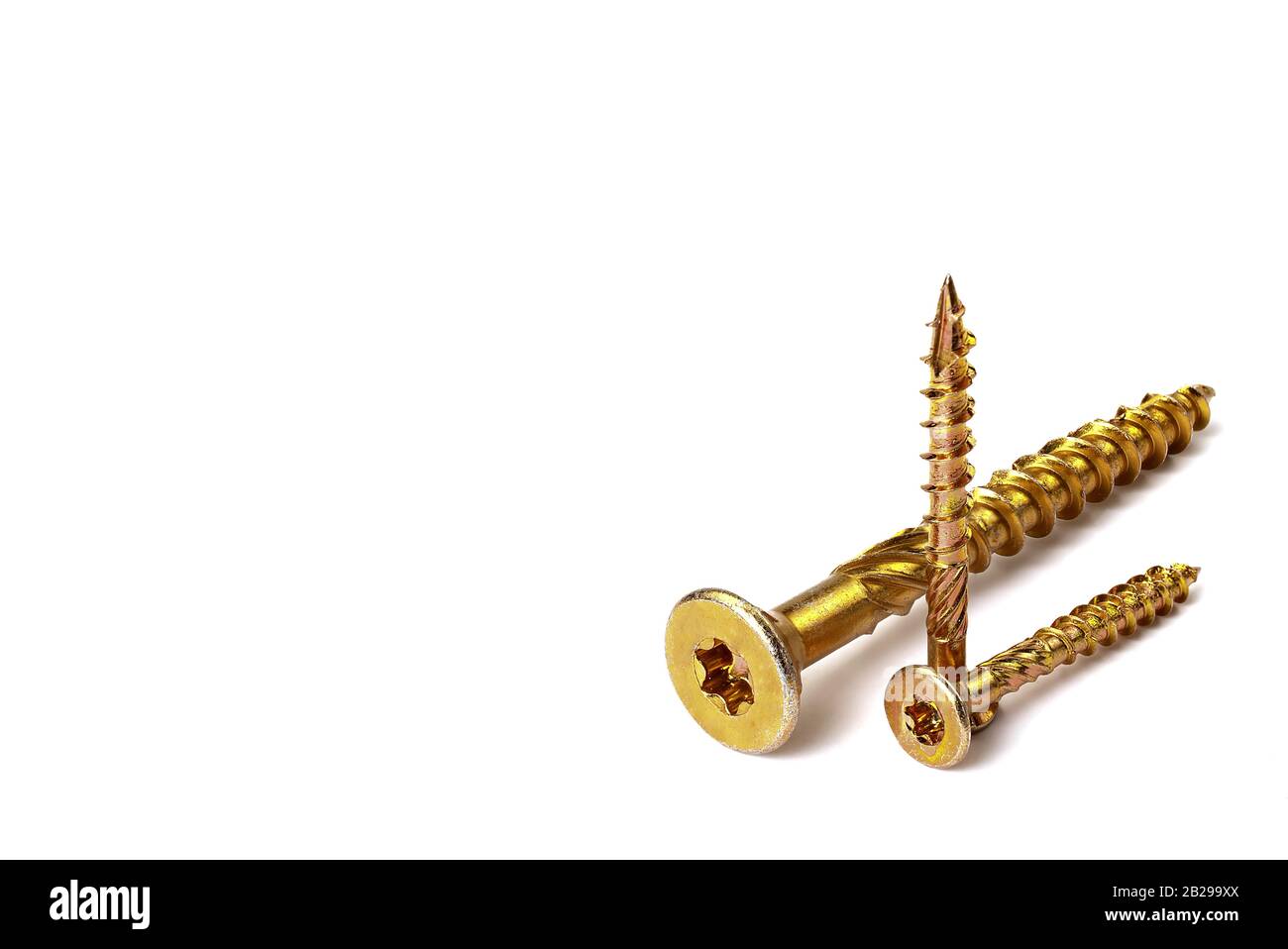 Gold torx screw isolated on white. Yellow zinc chipboard screw Torx ... Gold torx screw isolated on white. Yellow zinc chipboard screw Torx ...