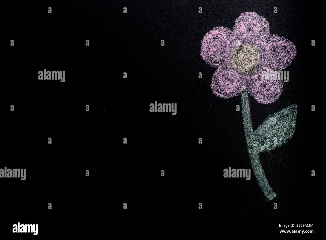 Hand drawn simple flower with white chalk on blackboard Stock Photo - Alamy