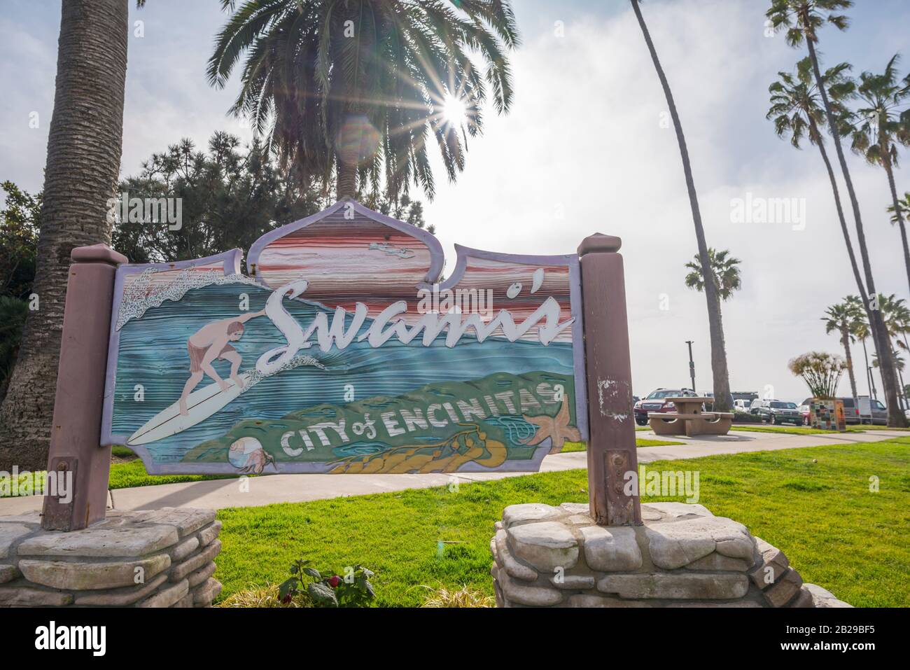 Swami's Park sign, Encinitas, CA, USA Stock Photo - Alamy