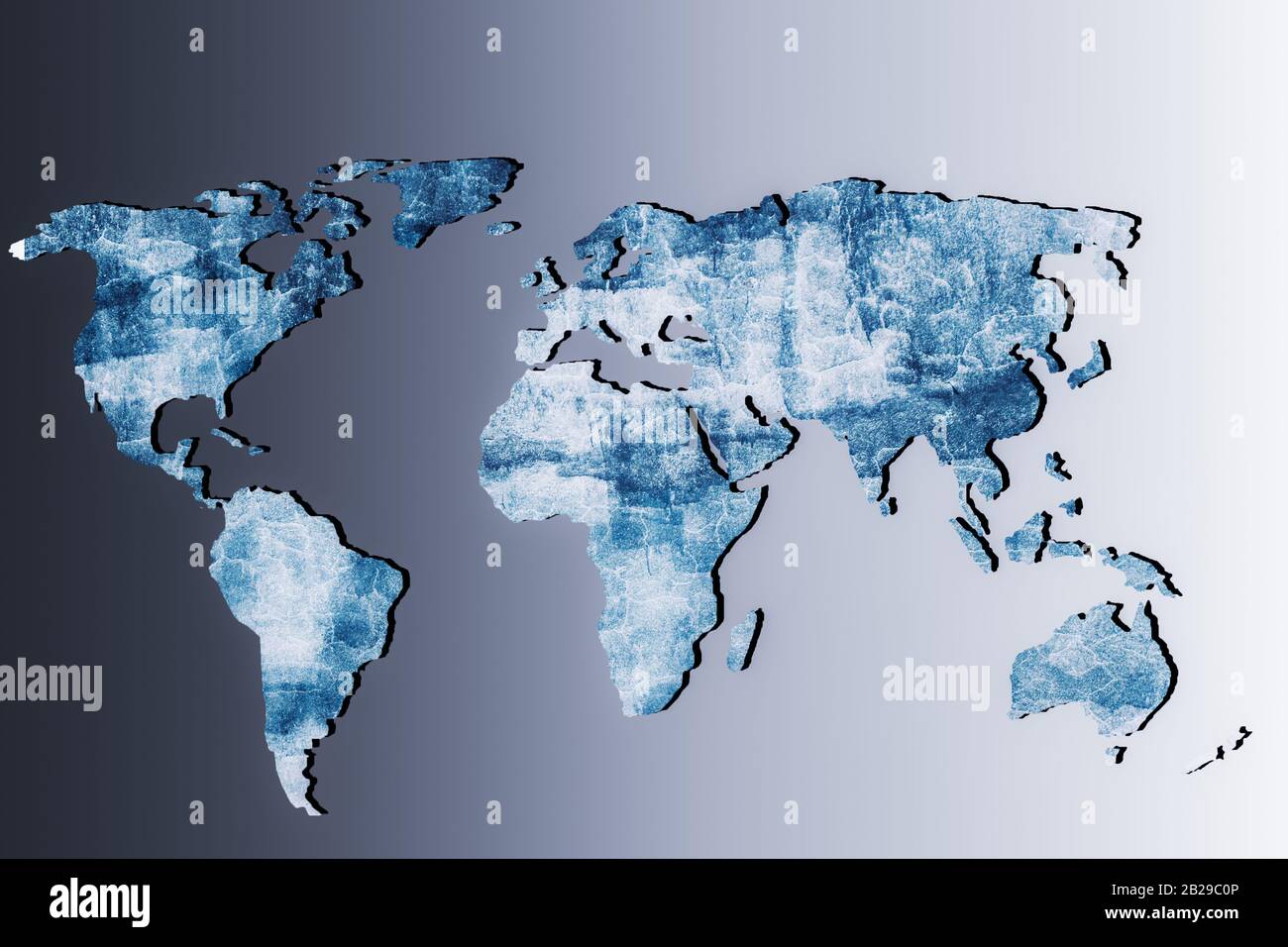 Roughly outlined world map with a gray background Stock Photo - Alamy