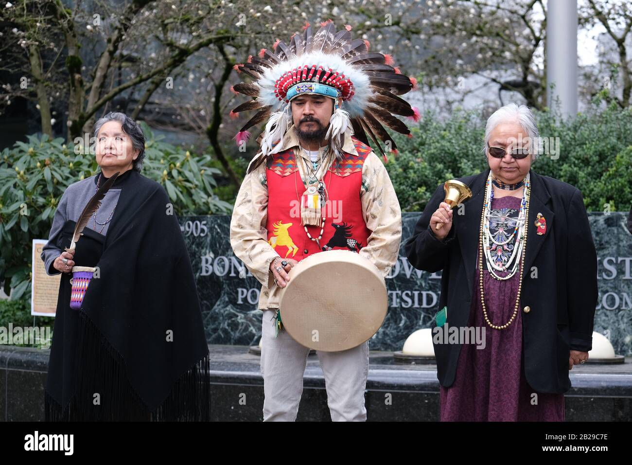 Palouse Chief Charleton JC Nightwalker leads a ceremony with his mother ...