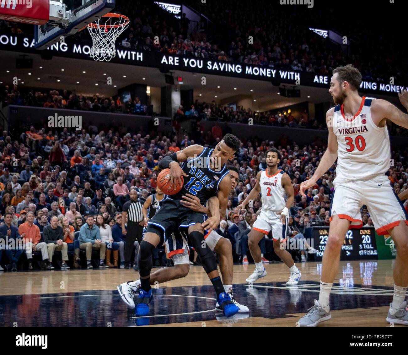 Charlottesville, VA, USA. 29th Feb, 2020. Duke Forward Javin DeLaurie ...