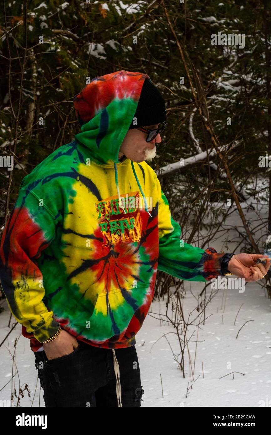 Male model modeling hoody and shirt Stock Photo - Alamy