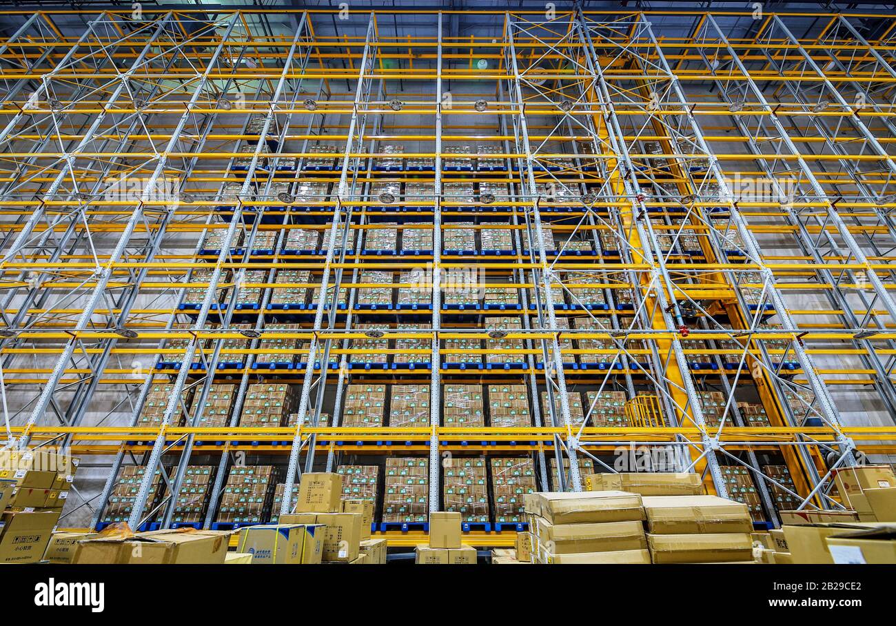 BEIJING, CHINA - JUNE 03, 2019: Modern automation of warehouse ...