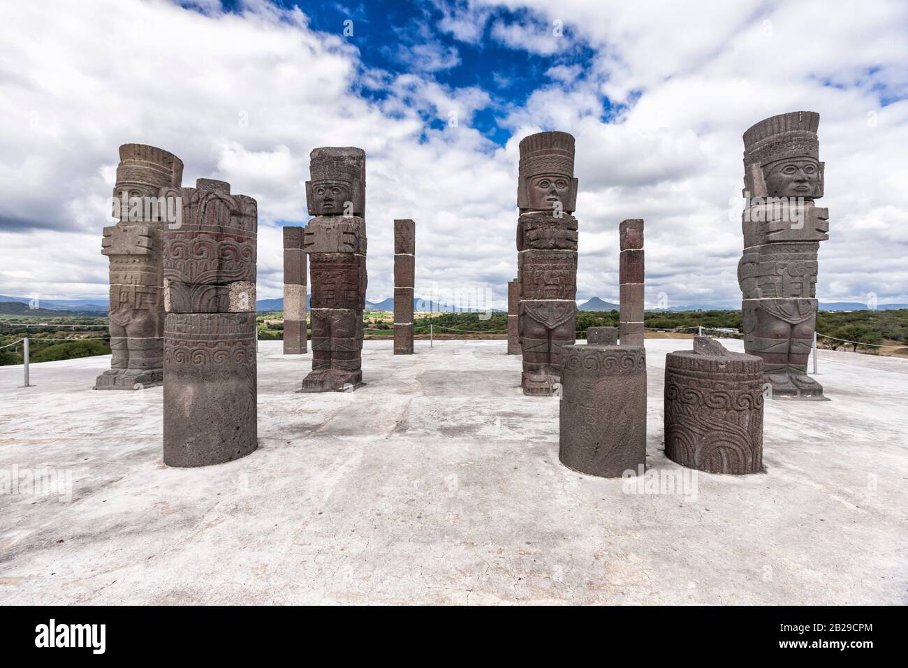Stone figures of Toltec warriors, Pyramid of Quetzalcoatl, Tula ...