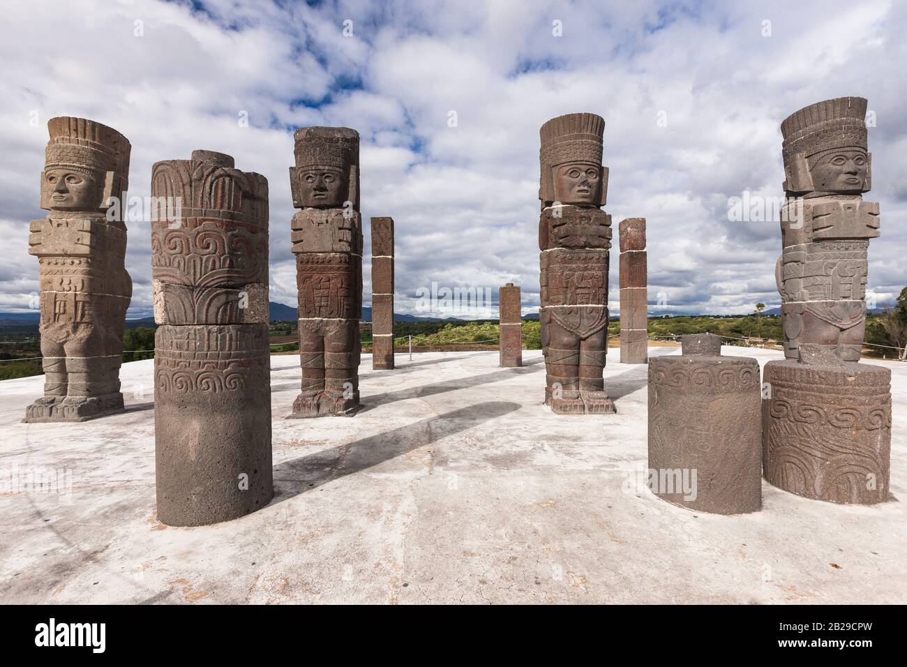 Stone figures of Toltec warriors, Pyramid of Quetzalcoatl, Tula ...