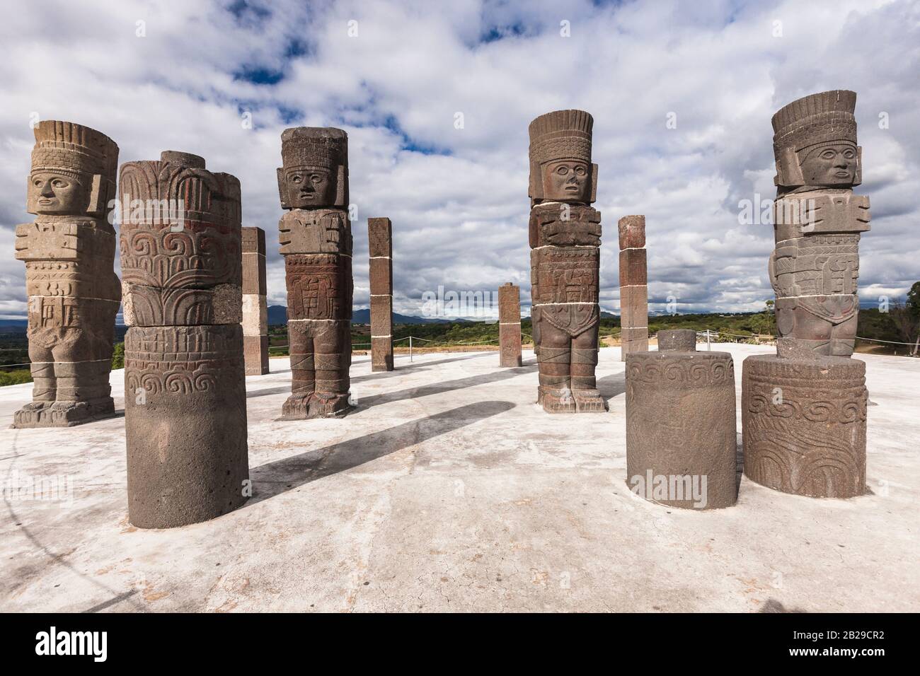 Stone figures of Toltec warriors, Pyramid of Quetzalcoatl, Tula ...