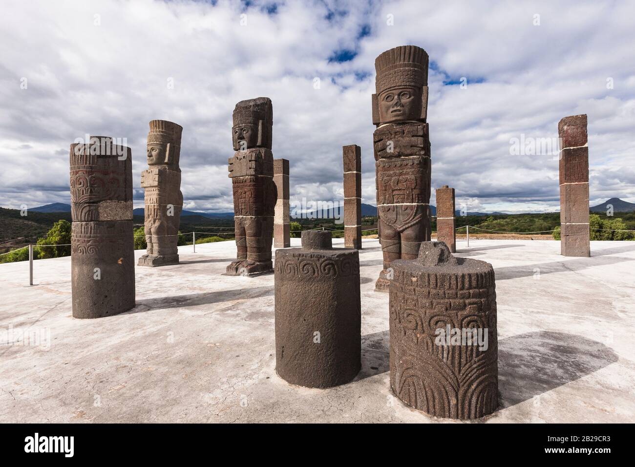 Stone figures of Toltec warriors, Pyramid of Quetzalcoatl, Tula ...