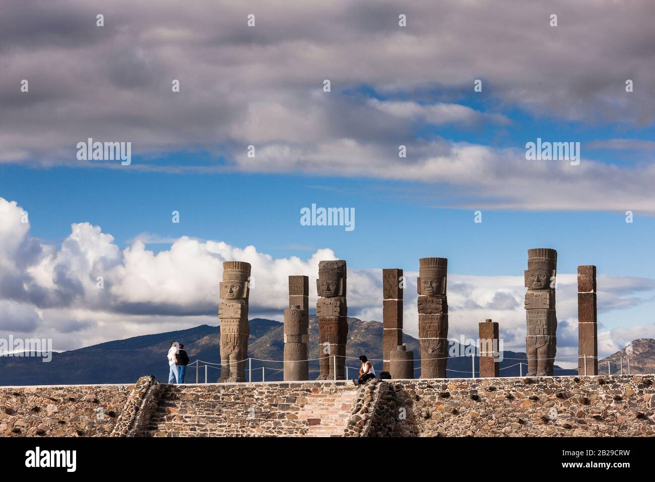 Stone figures of Toltec warriors, Pyramid of Quetzalcoatl, Tula ...