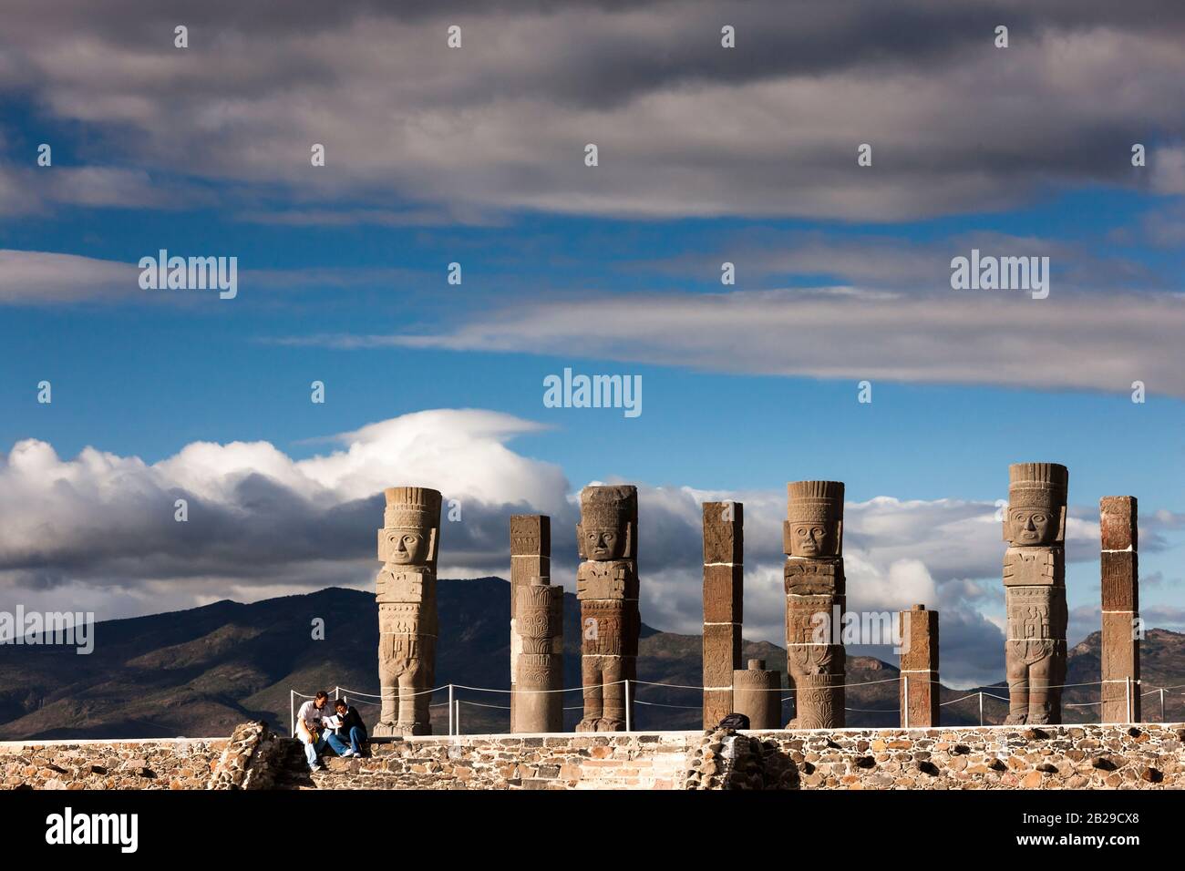 Stone figures of Toltec warriors, Pyramid of Quetzalcoatl, Tula ...