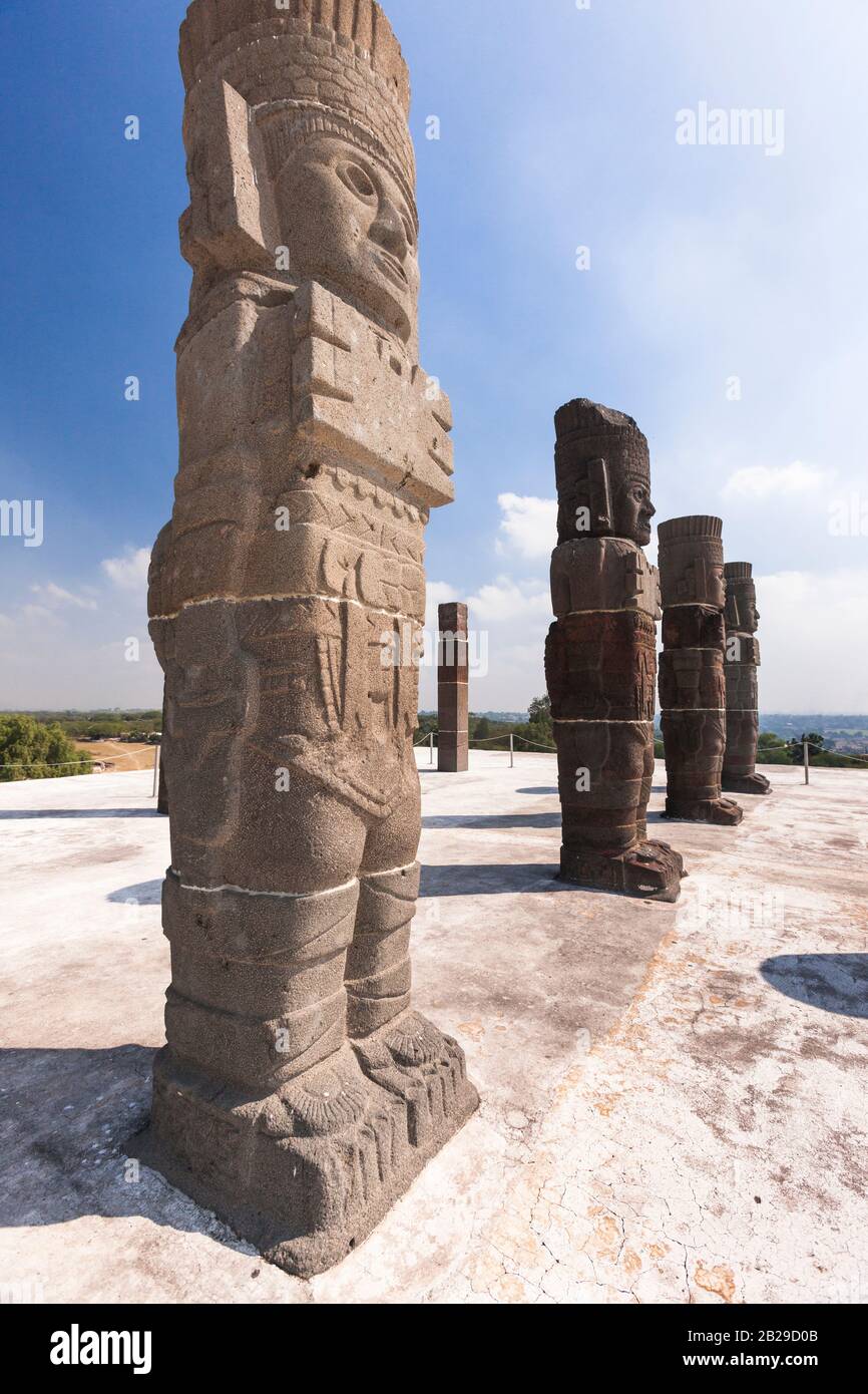 Stone figures of Toltec warriors, Pyramid of Quetzalcoatl, Tula ...