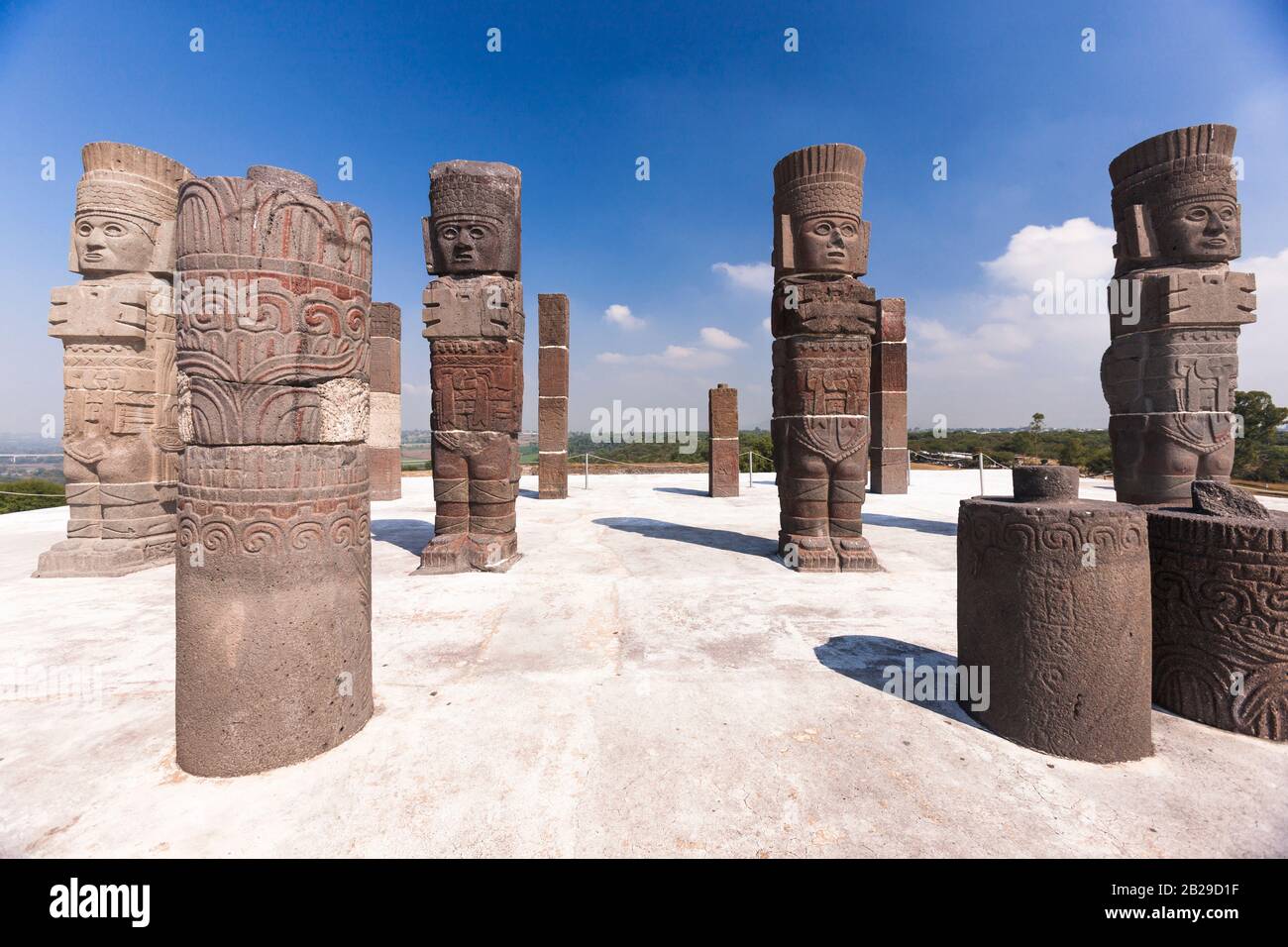 Stone figures of Toltec warriors, Pyramid of Quetzalcoatl, Tula ...