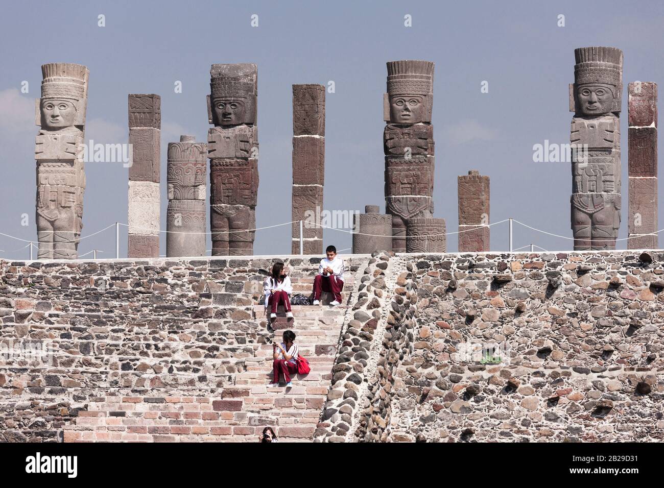 Stone figures of Toltec warriors, Pyramid of Quetzalcoatl, Tula ...