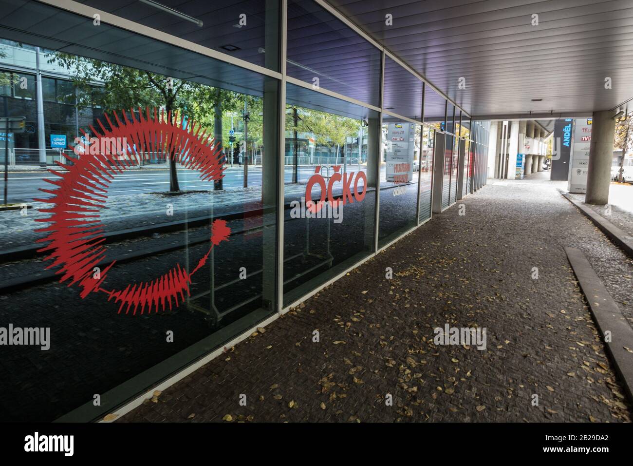 PRAGUE, CZECHIA - NOVEMBER 2, 2019: Ocko logo on a sign on their headquarters. Ocko is a Czech ...