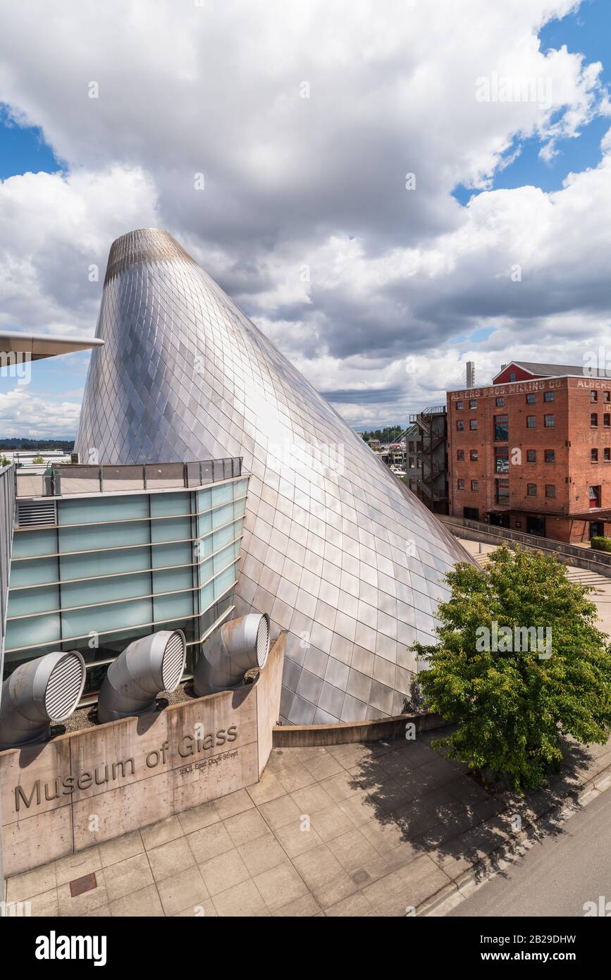 The Tacoma Museum of glass is a distinct building featuring an easily ...
