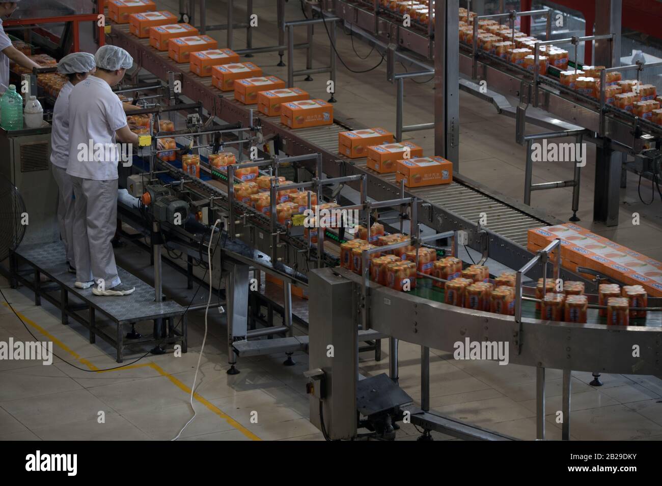 BEIJING, CHINA - JUNE 01, 2019: Carbonated drinks factory with view of ...