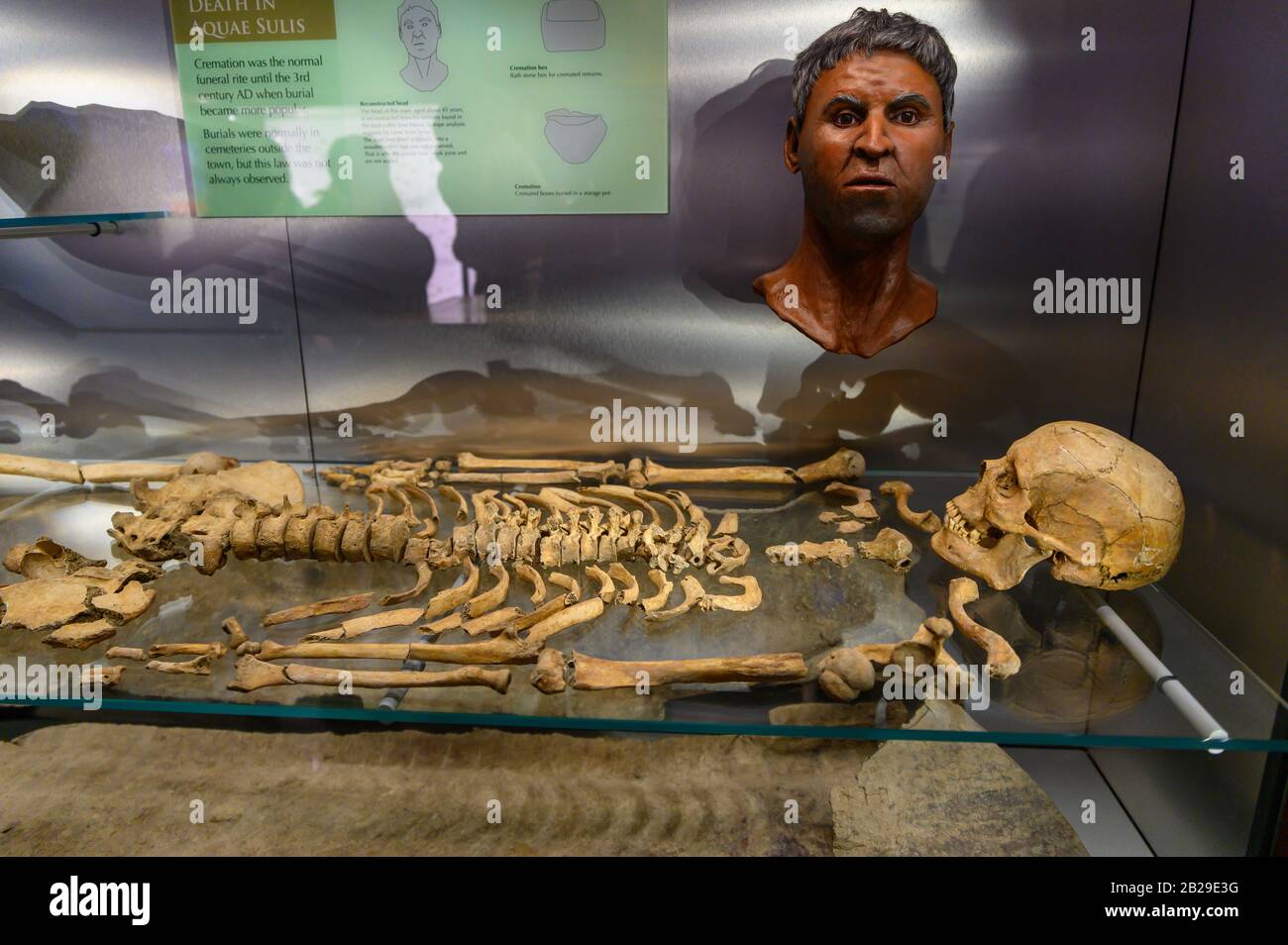 Bath, england , uk , 14 decenver 2019. ancient roman skeleton with ...