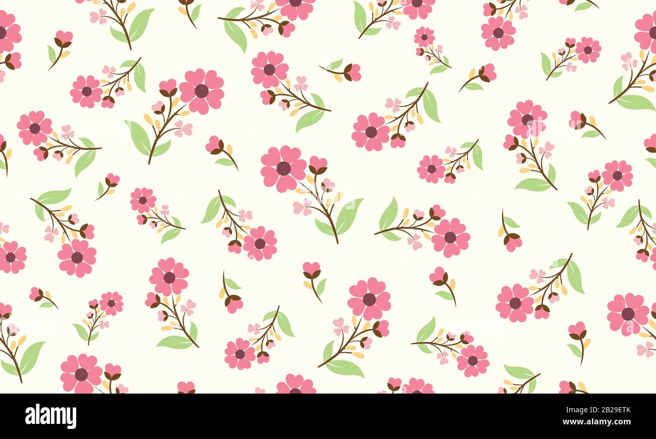 Floral pattern background for spring, with beautiful leaf and floral ...