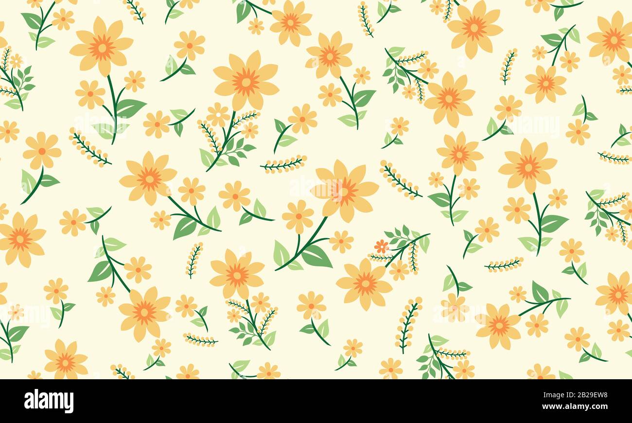 Floral pattern background for spring, with beautiful leaf and floral ...