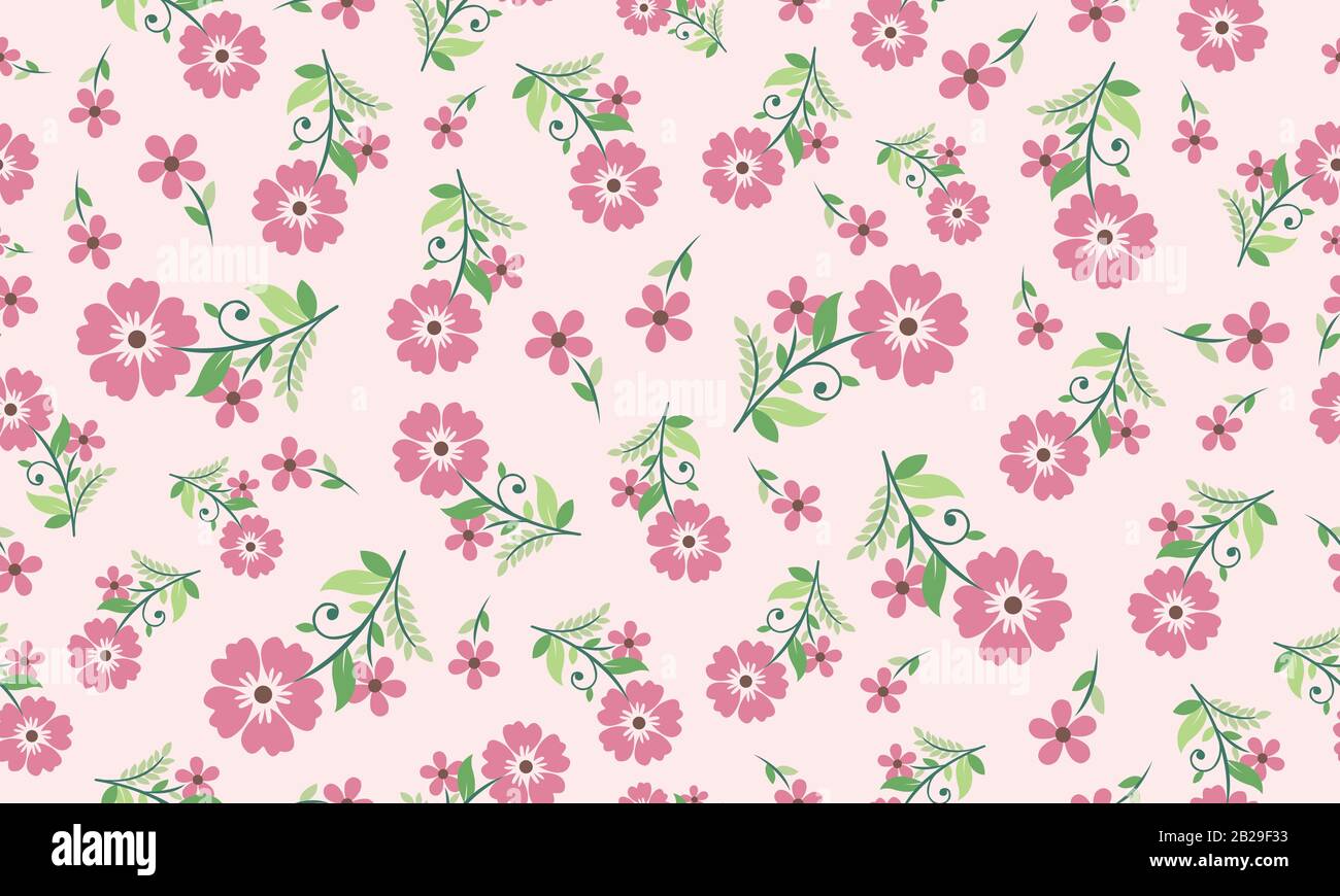 Simple flower pattern background for spring, with leaf and floral decor ...