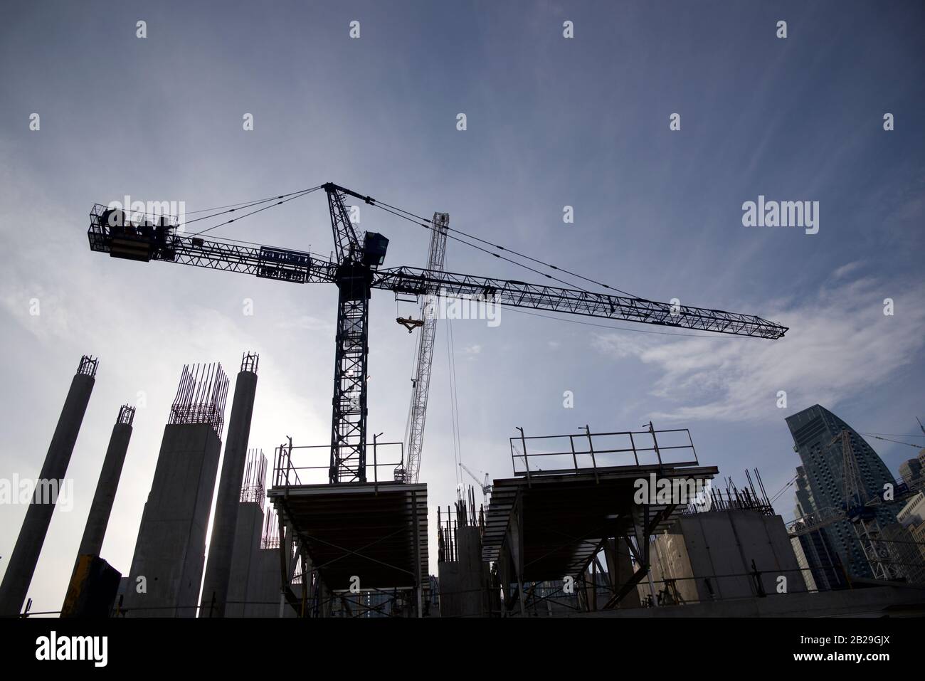 Sunset scene on Building Construction Stock Photo - Alamy