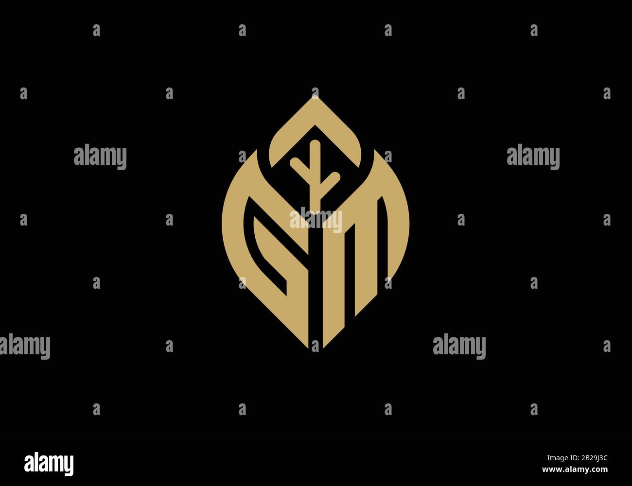 Initial letter G and M with abstract leaf logo sign symbol Stock Vector ...