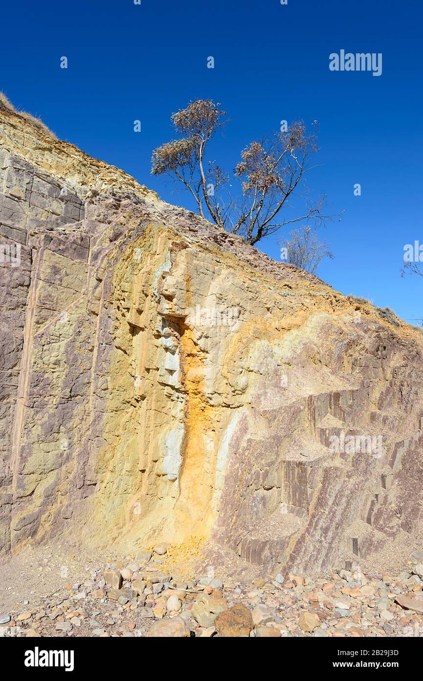 Colourful layers of mudstone and siltstone at Ochre Pits, West ...