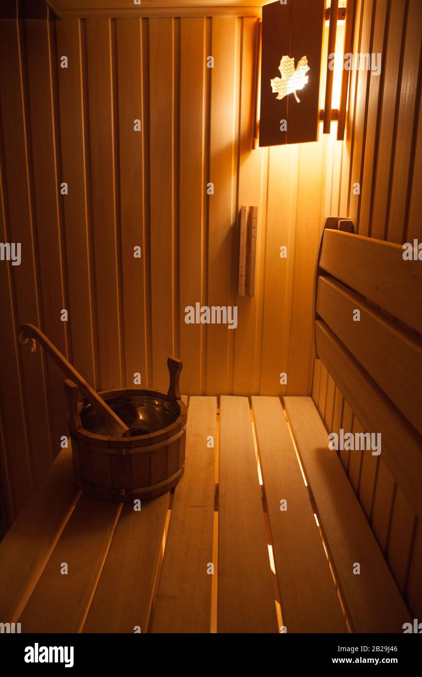 Traditional wooden dry steam room in country house Stock Photo - Alamy