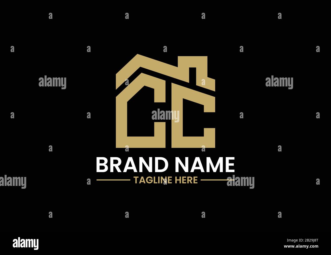 Initial Letter C and C with the roof. Real estate logo design concept ...