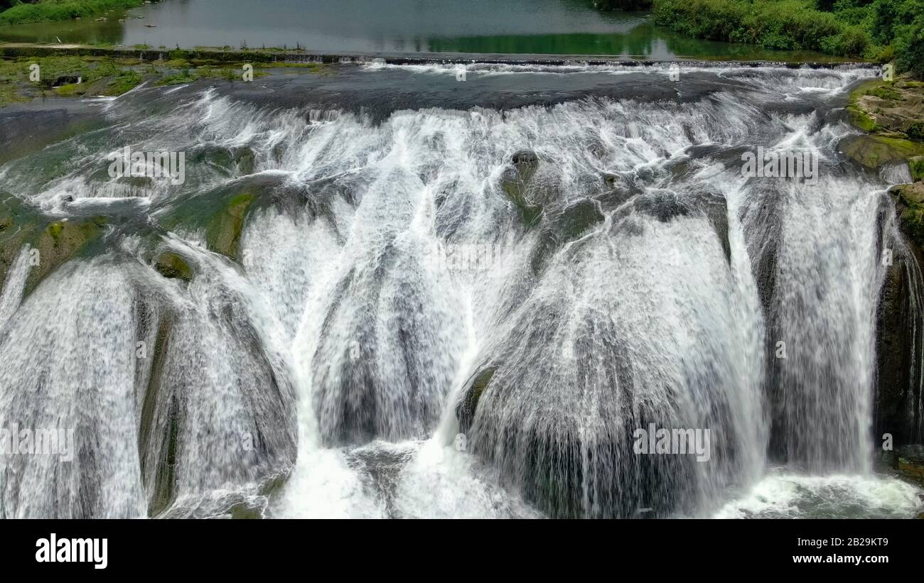 Aerial view of Doupotang Waterfall of the Huangguoshu Waterfall is ...