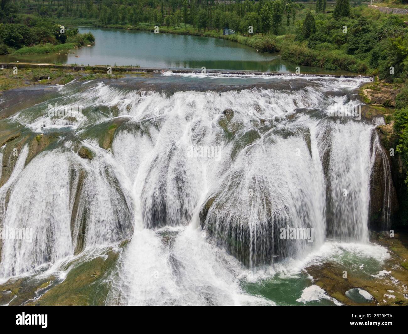 Aerial view of Doupotang Waterfall of the Huangguoshu Waterfall is ...