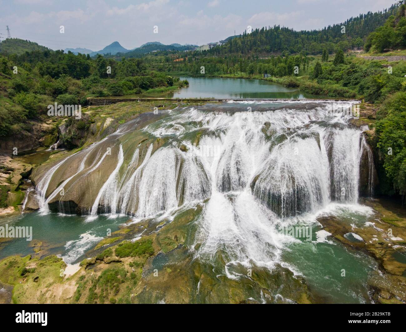 Aerial view of Doupotang Waterfall of the Huangguoshu Waterfall is ...
