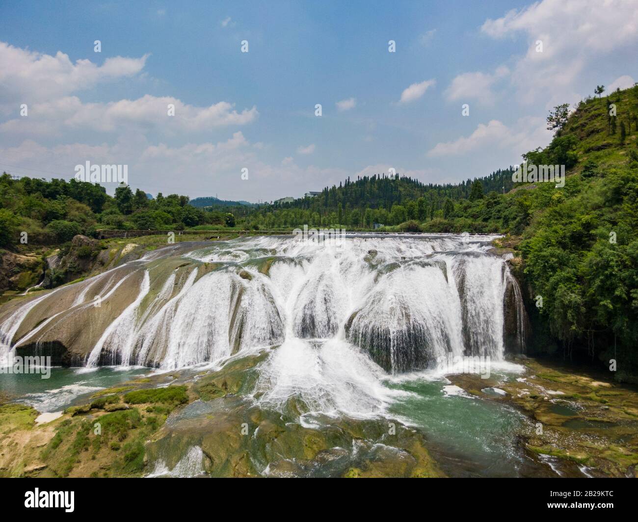 Aerial view of Doupotang Waterfall of the Huangguoshu Waterfall is ...