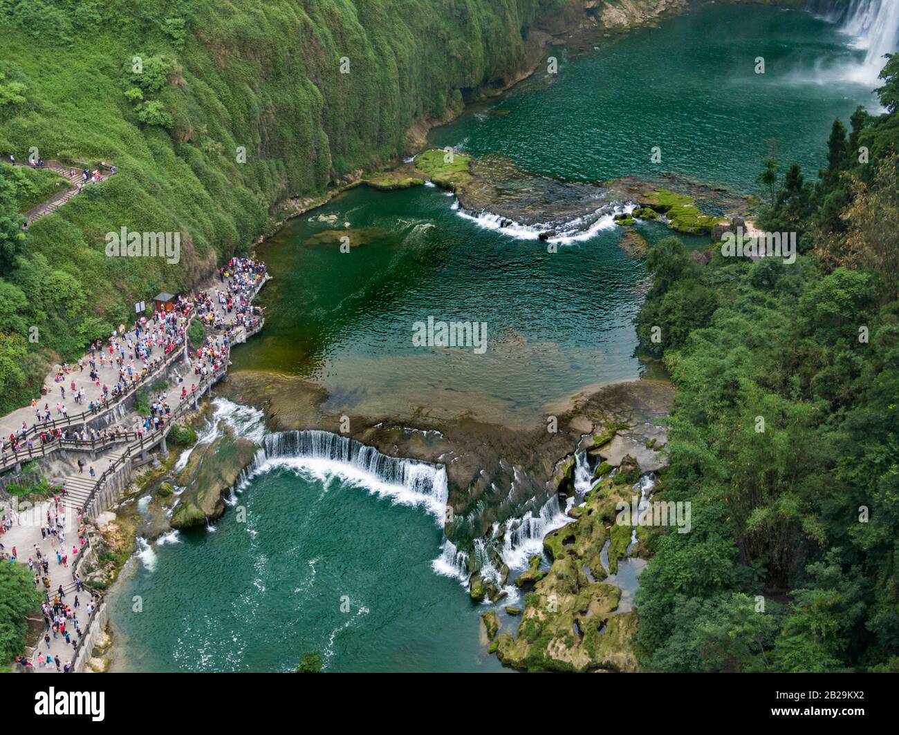 Aerial view of Doupotang Waterfall of the Huangguoshu Waterfall is ...