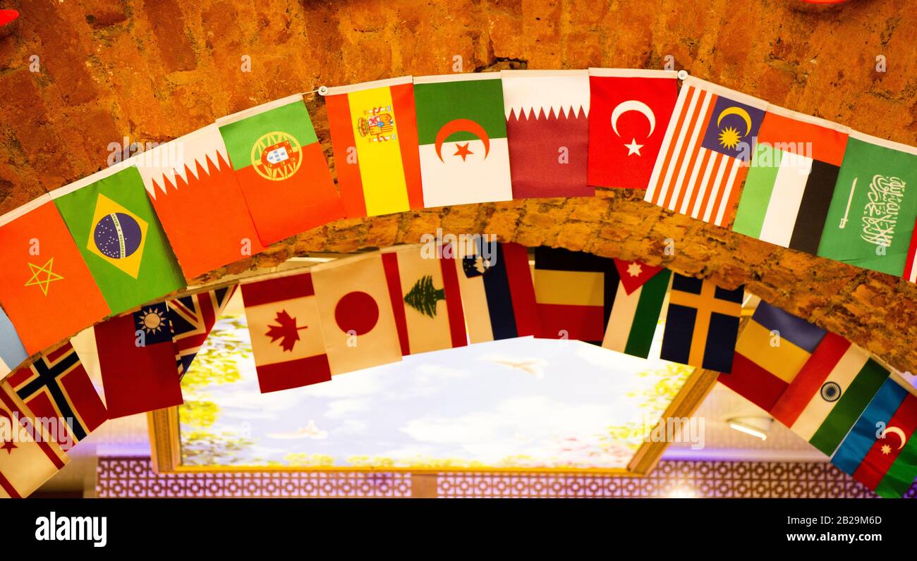 Some examples of international flags in view Stock Photo - Alamy