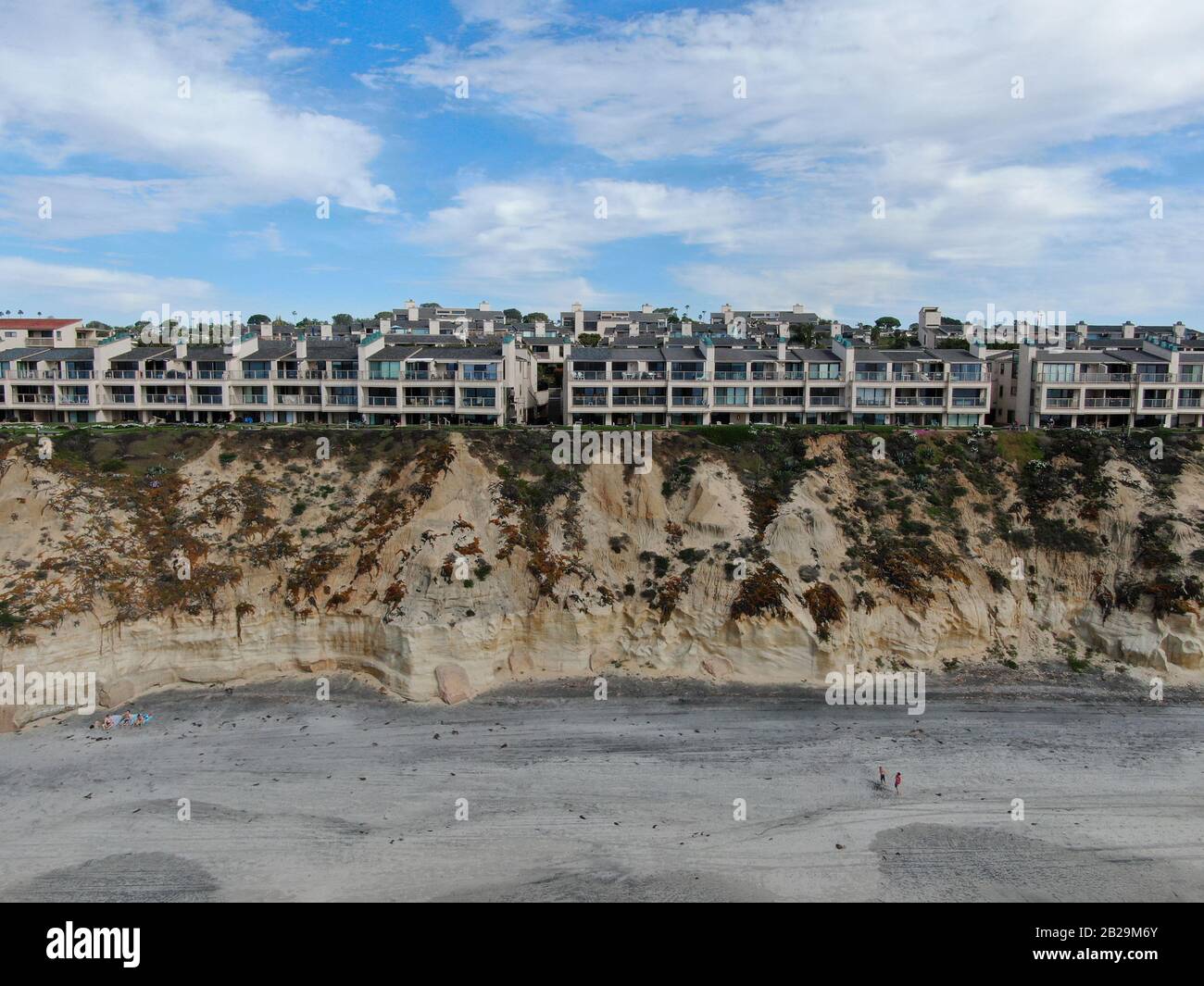 Aerial view of condo community next to the beach and sea in south ...