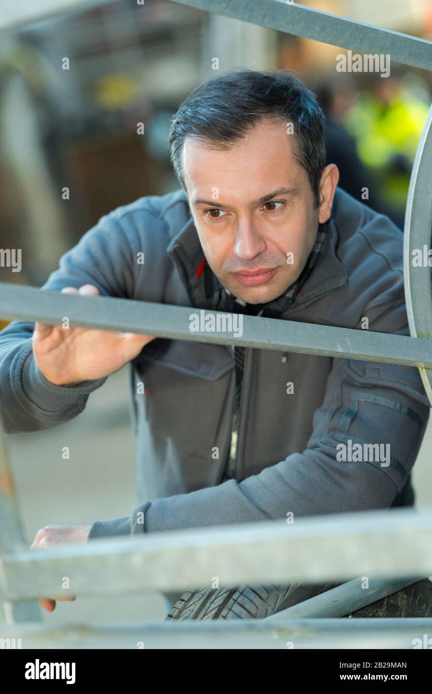 male worker working at the metal factory Stock Photo - Alamy