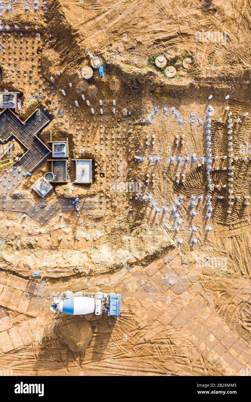 construction of reinforced concrete foundation for apartment building ...