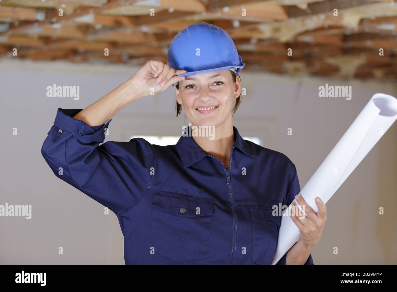 Beautiful builder in studio hi-res stock photography and images - Alamy