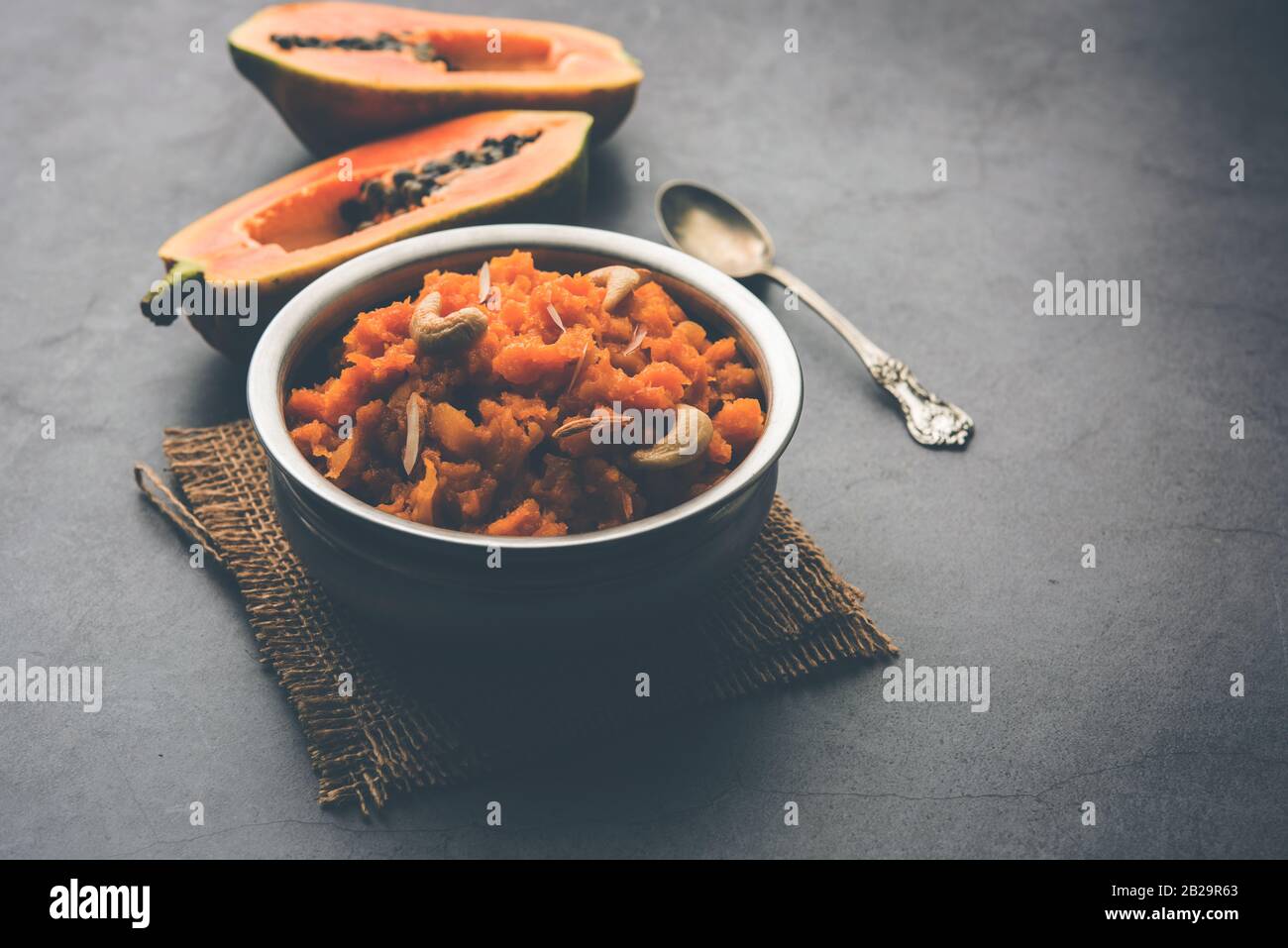 Papita or Papaya Halwa is a tasty indian sweet recipe Stock Photo - Alamy