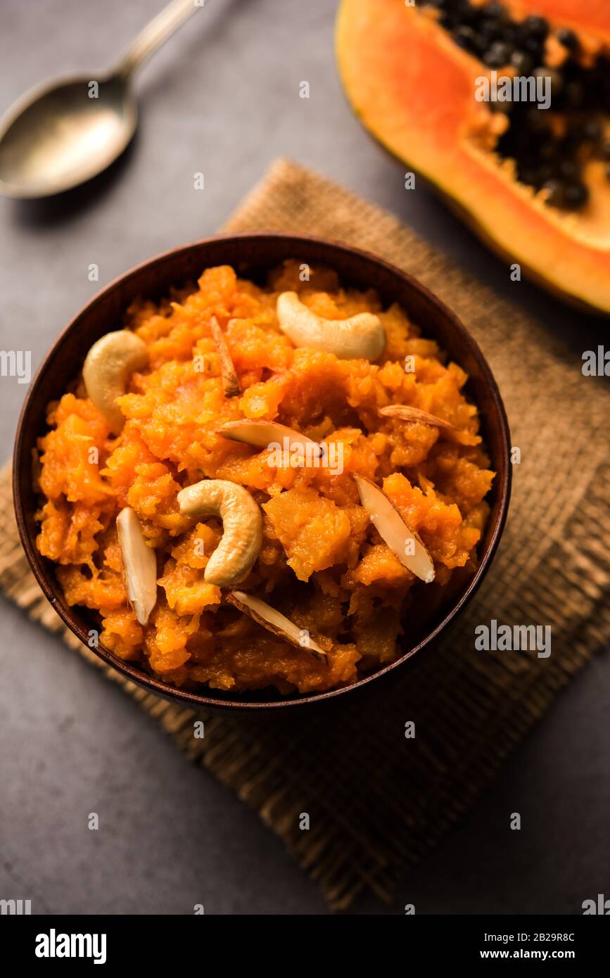 Papita or Papaya Halwa is a tasty indian sweet recipe Stock Photo - Alamy